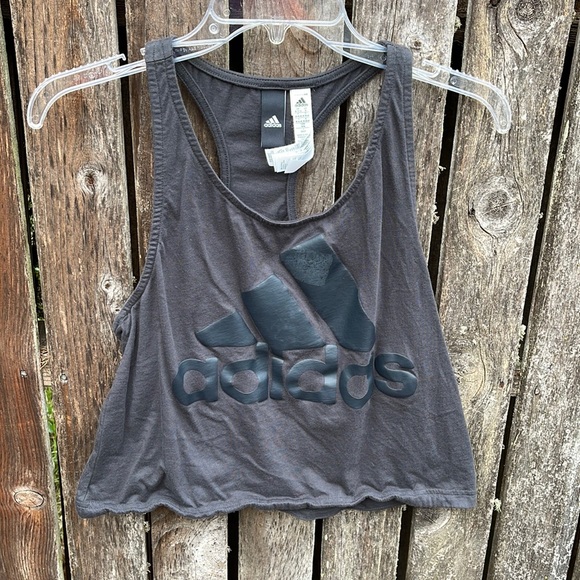 adidas | Tops | Adidas Tank Too Cropped Racer Back Medium Charcoal Gray ...